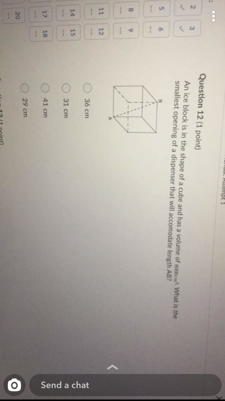 Solved I. Alleinpt 1 2 3 Question 12 (1 point) An ice block | Chegg.com