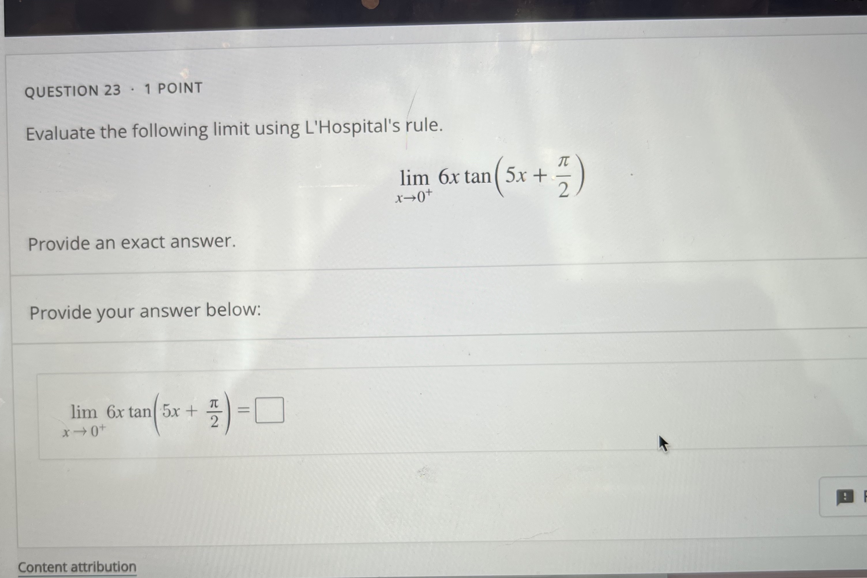 Solved Evaluate the following limit using L'Hospital's rule. | Chegg.com