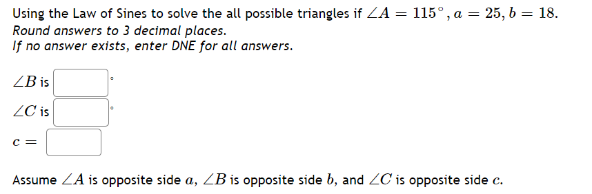Solved Using the Law of ﻿Sines to ﻿solve the all possible | Chegg.com