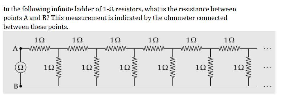 Solved In the following infinite ladder of 1-12 resistors, | Chegg.com