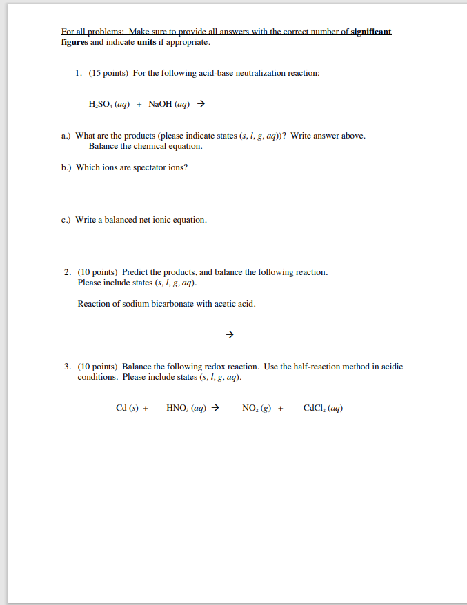 Solved For all problems: Make sure to provide all answers | Chegg.com