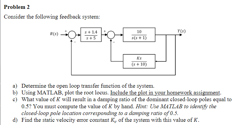 Solved Problem 2 Consider the following feedback system: + | Chegg.com