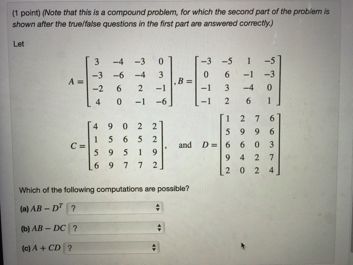 Solved (1 point) (Note that this is a compound problem, for | Chegg.com