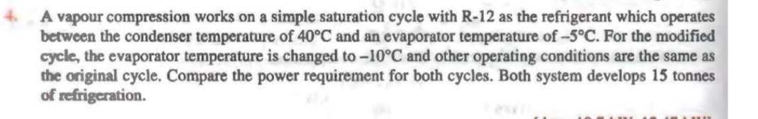 Solved A vapour compression works on a simple saturation | Chegg.com