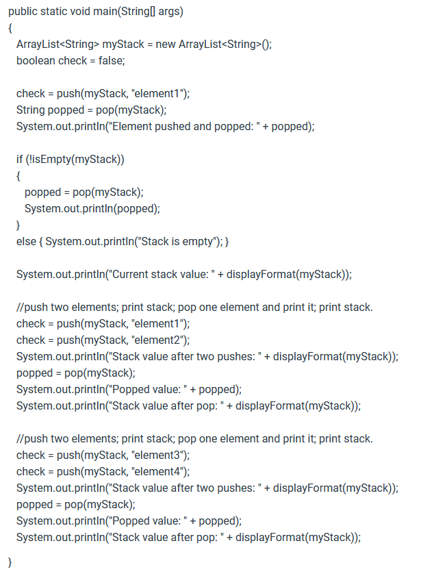 Solved Create A Class Stackmethods Include A Main Method 