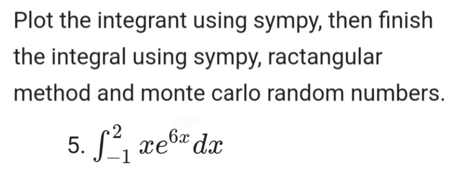 Solved Plot The Integrant Using Sympy Then Finish The 