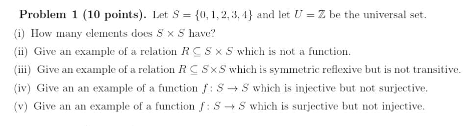 Solved Problem 1 10 Points Let S 01234 And Let Uz 