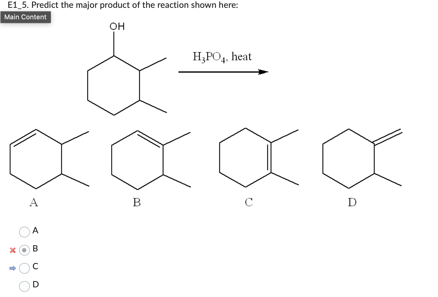 Solved E1_5. Predict the major product of the reaction shown | Chegg.com