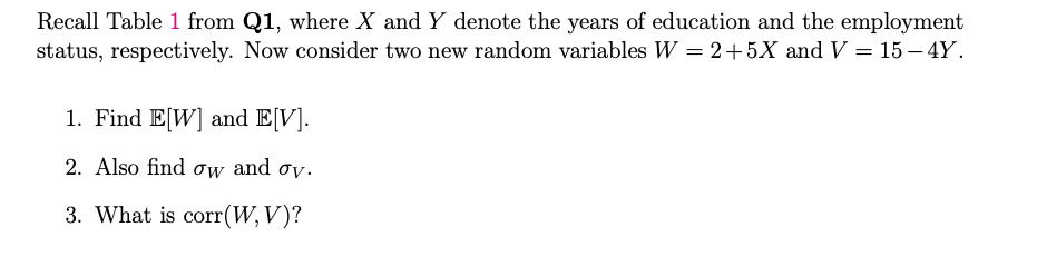 Solved Recall Table 1 from Q1, where X and Y denote the | Chegg.com