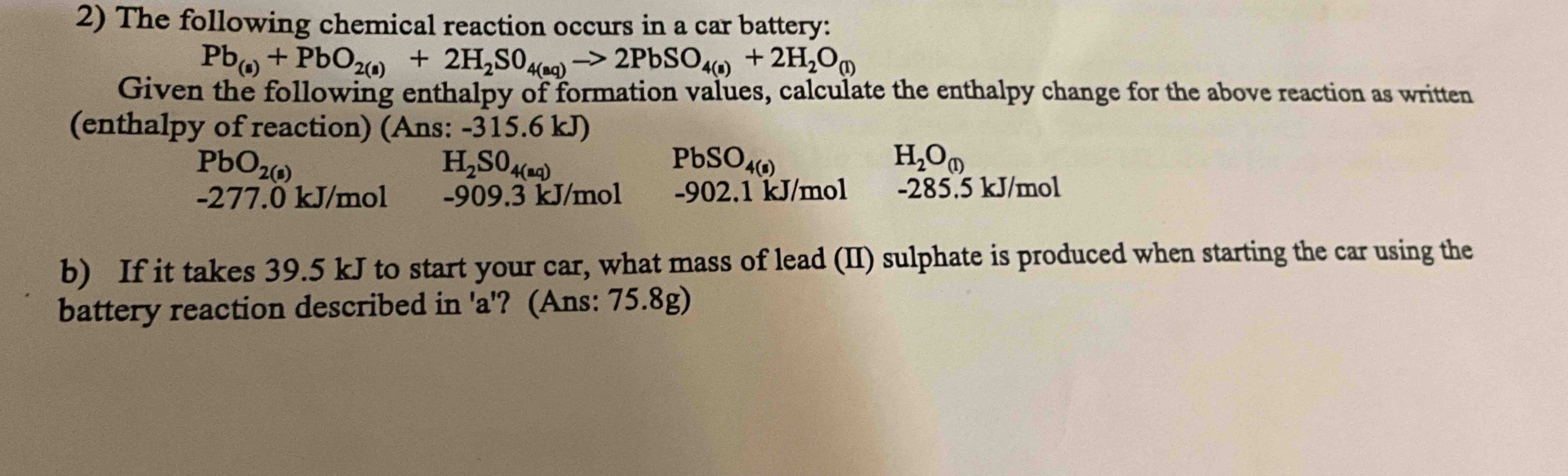 Solved The following chemical reaction occurs in a car | Chegg.com