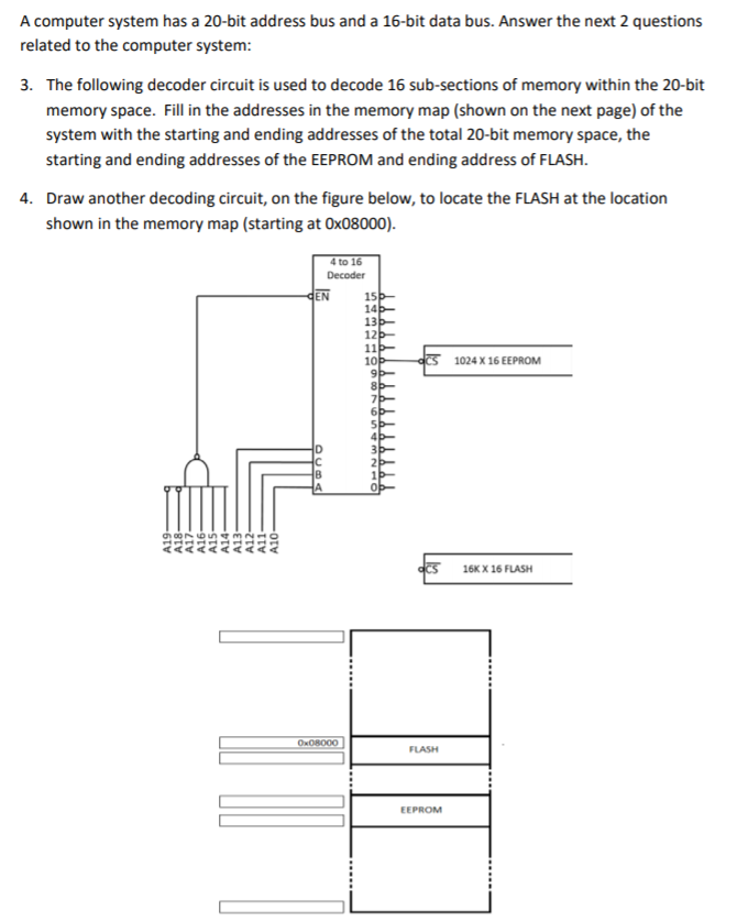 A computer system has a 20-bit address bus and a | Chegg.com