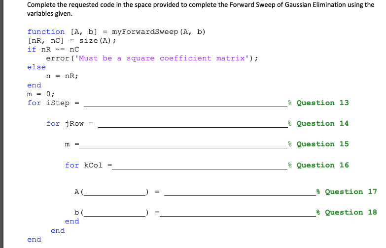 Using Matlab, perform the forward sweep of Gaussian | Chegg.com