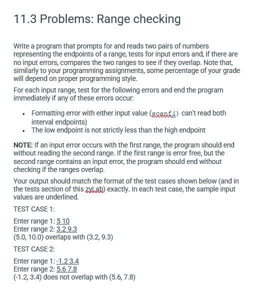 Solved 11.3 Problems: Range checking Write a program that | Chegg.com
