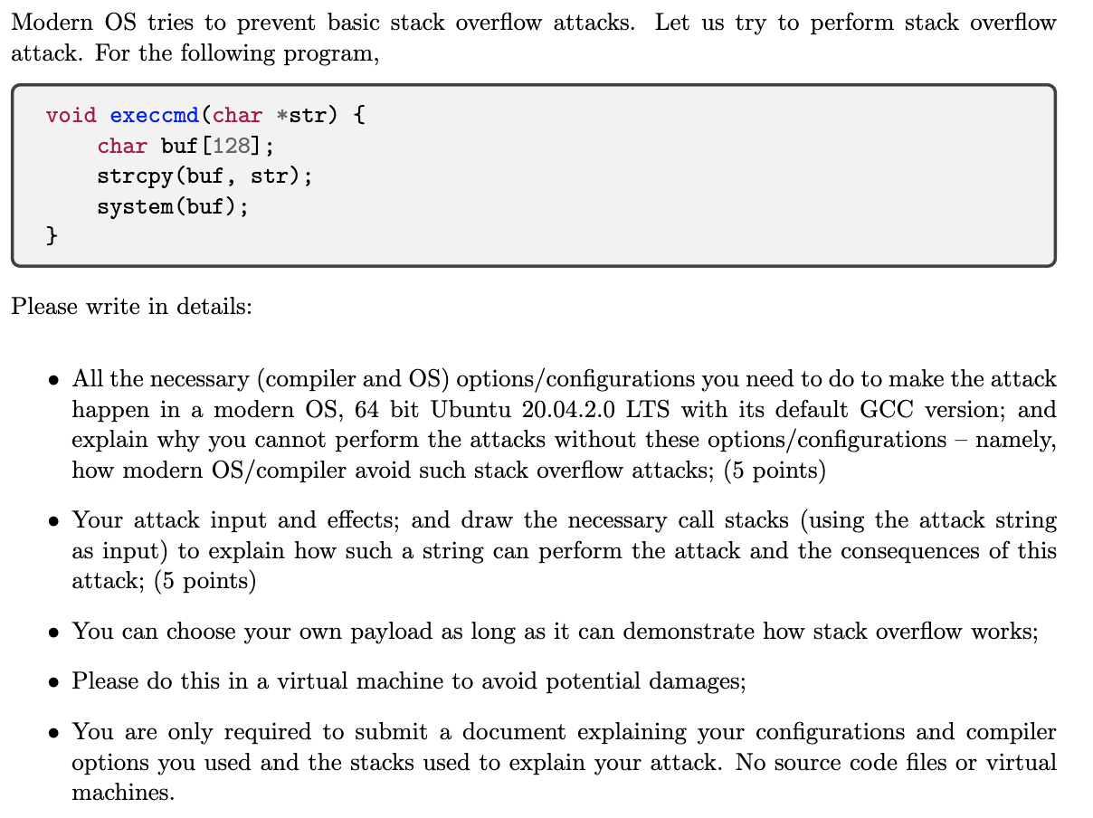 Solved Modern Os Tries To Prevent Basic Stack Overflow 