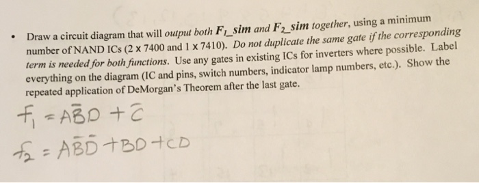 Solved Draw a circuit diagram that will output both F_1_ sim | Chegg.com