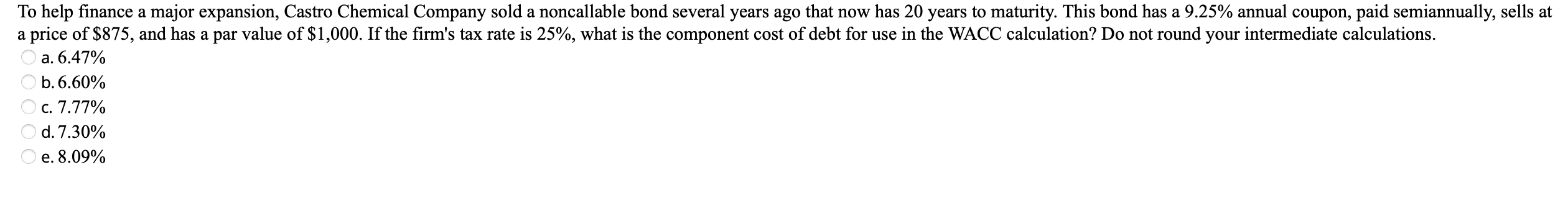 Solved To help finance a major expansion, Castro Chemical | Chegg.com