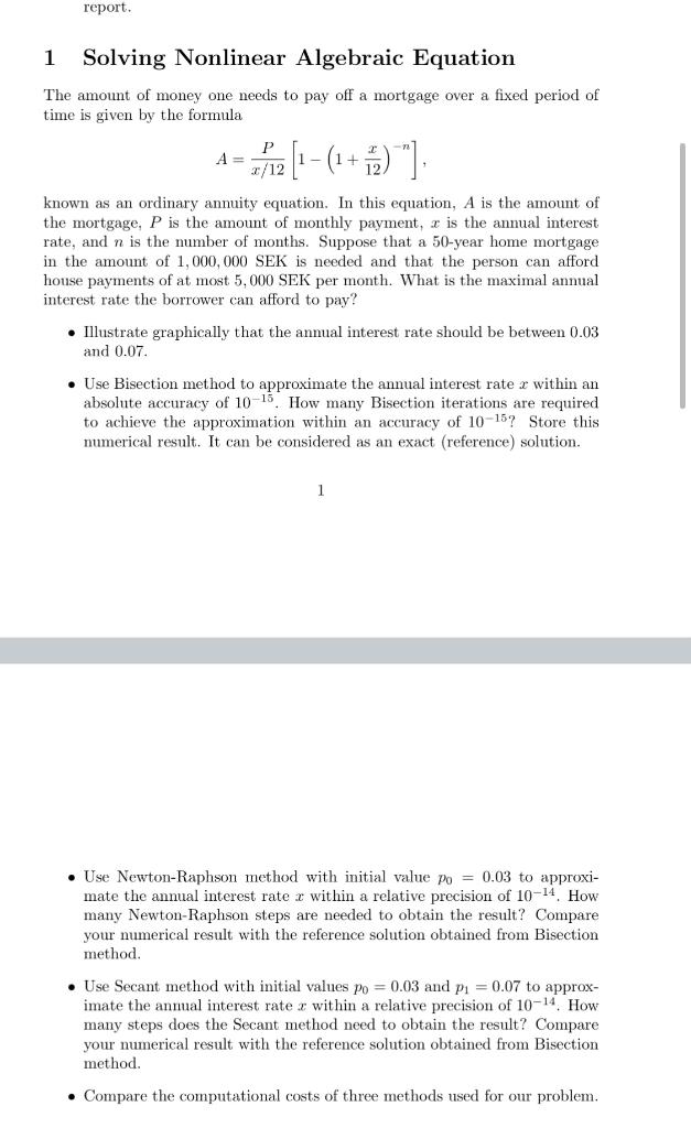 1 Solving Nonlinear Algebraic Equation The amount of | Chegg.com