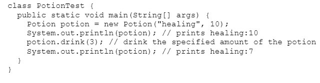 Solved JAVA: Write the Potion class needed by the | Chegg.com