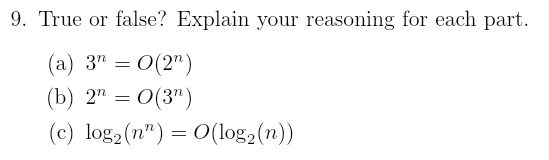 Solved True or false? Explain your reasoning for each | Chegg.com