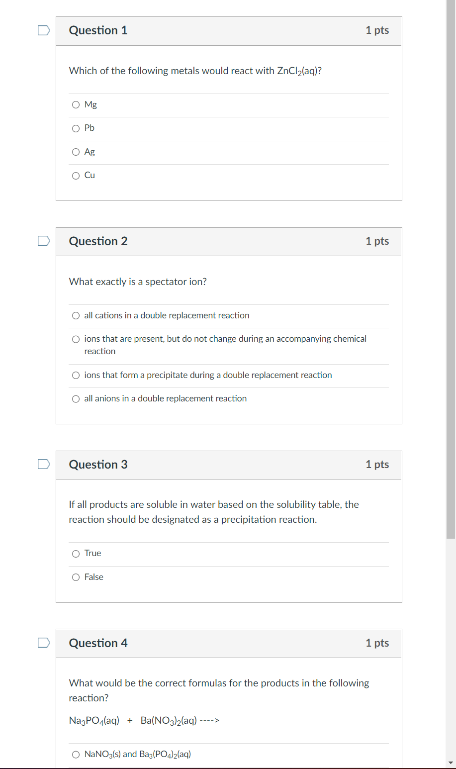 Solved Which of the following metals would react with | Chegg.com
