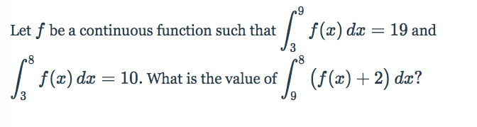 Solved Let f be a continuous function such that ∫39f(x)dx=19 | Chegg.com