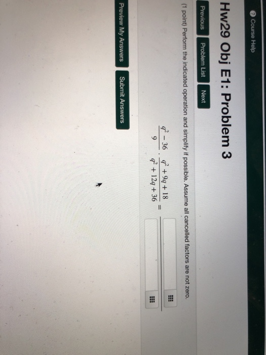 Solved Hw29 Obj E1: Problem 3 (1 point) Perform the | Chegg.com Solved Hw29 Obj E1: Problem 3 (1 point) Perform the | Chegg.com