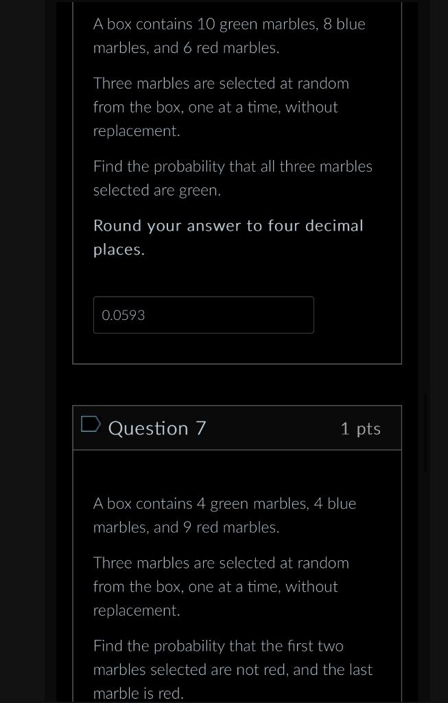Solved marbles, and 6 red marbles. Three marbles are | Chegg.com