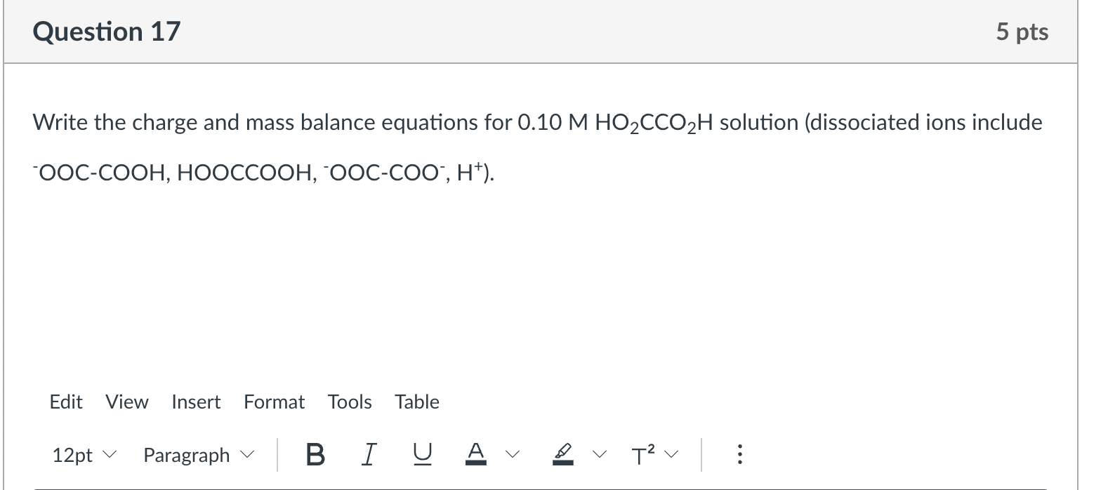 Write the charge and mass balance equations for | Chegg.com
