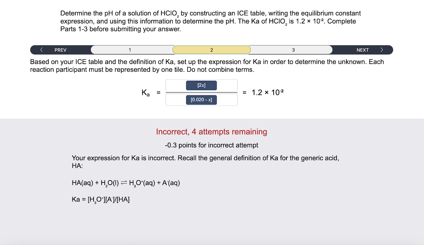 Solved Determine the pH of a solution of HClO2 by | Chegg.com