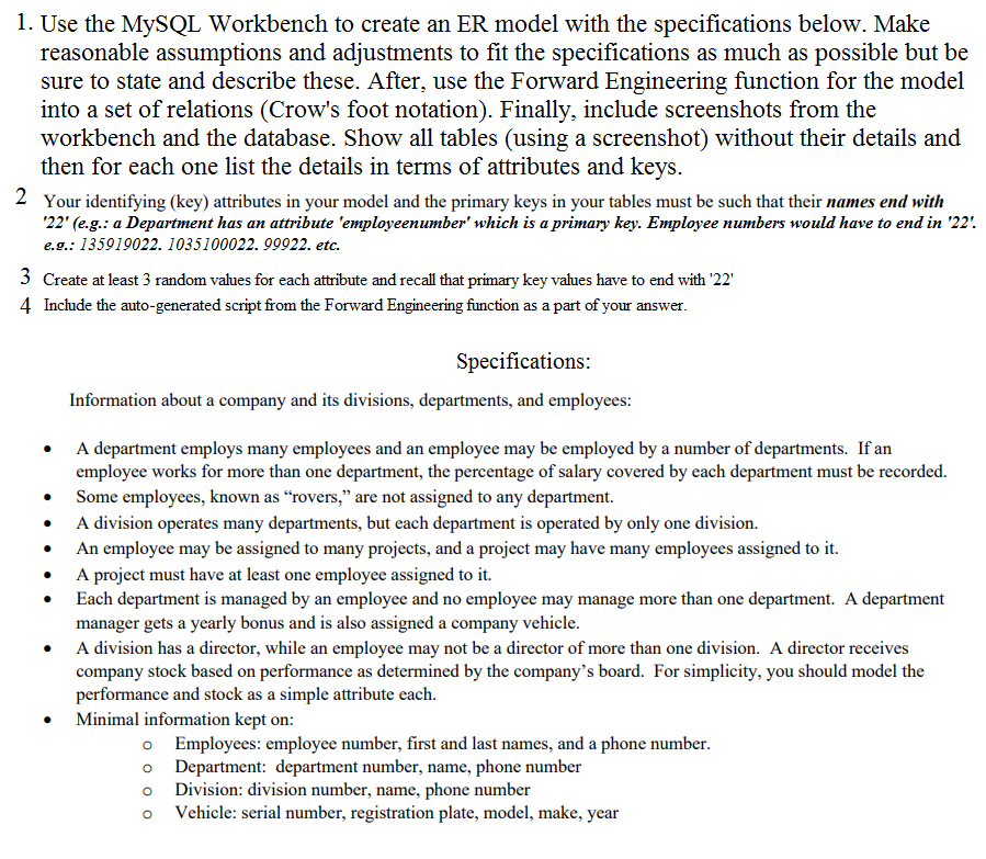 Use MySQL Workbench to answer the following. Provide | Chegg.com