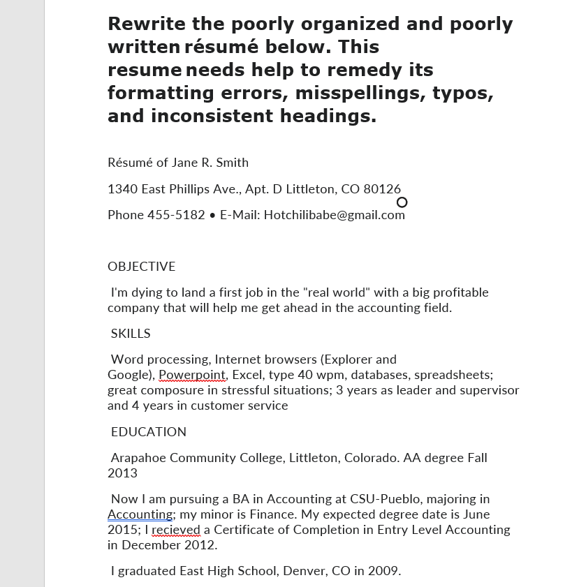 Solved Rewrite the poorly organized and poorly written | Chegg.com