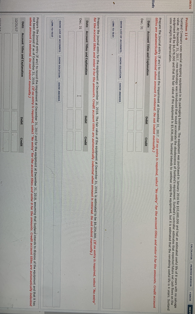 Solved JRCES CALCULATOR PRINTER VERSION 4 BACK NEXT Problem | Chegg.com