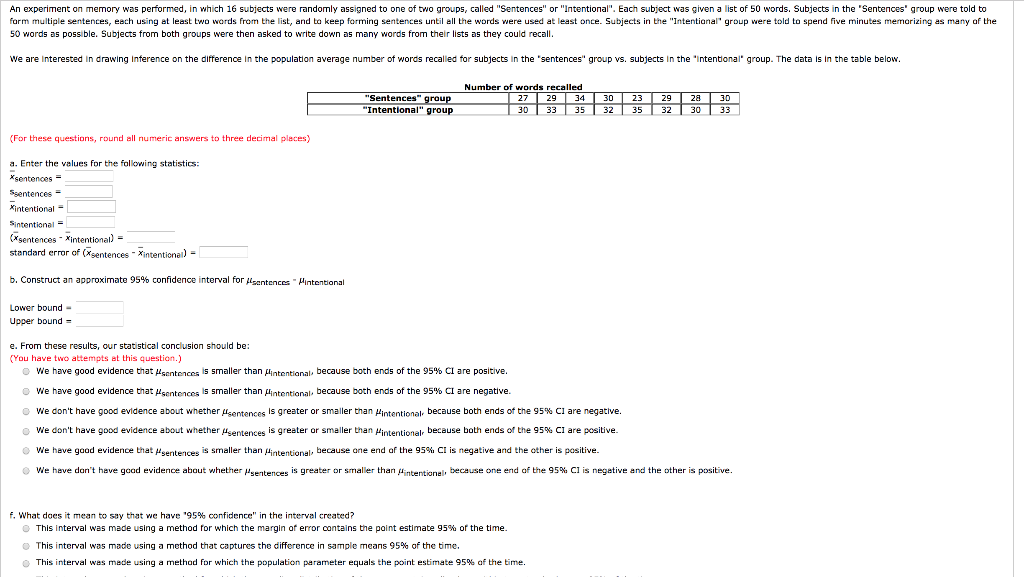 Solved An experiment on memory was performed, in which 16 | Chegg.com