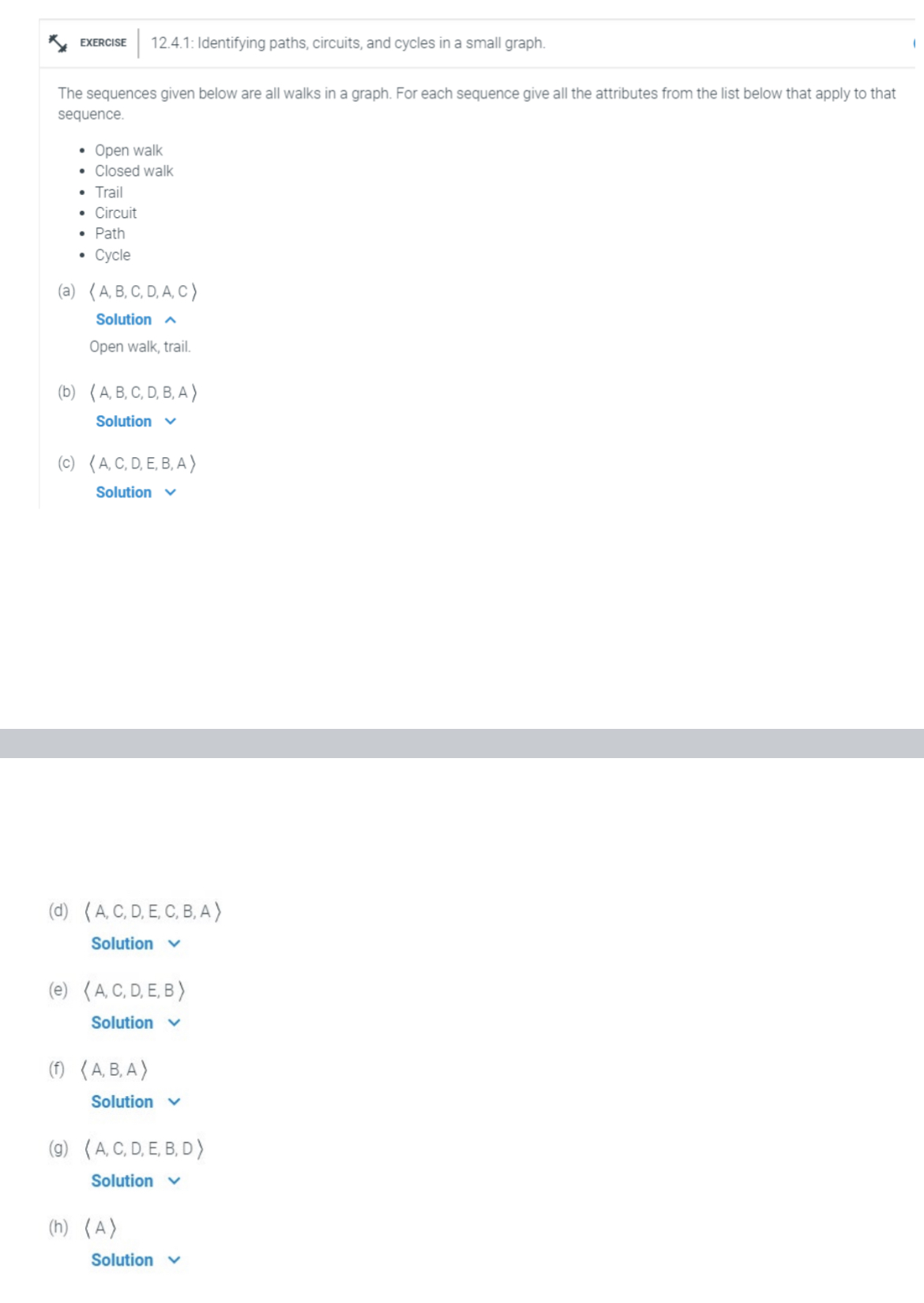 Solved The sequences given below are all walks in a graph. | Chegg.com