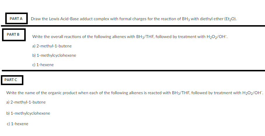 Solved PARTA Draw the Lewis Acid-Base adduct complex with | Chegg.com