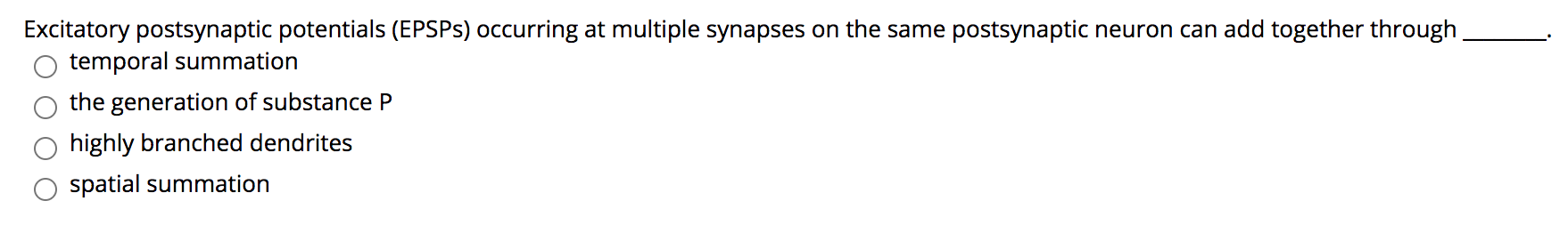 Solved Excitatory postsynaptic potentials (EPSPs) occurring | Chegg.com