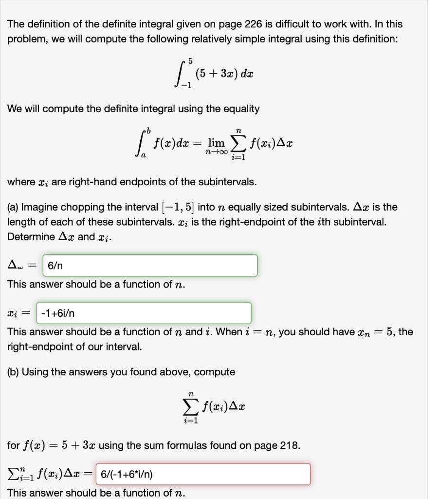 Solved The definition of the definite integral given on page | Chegg.com