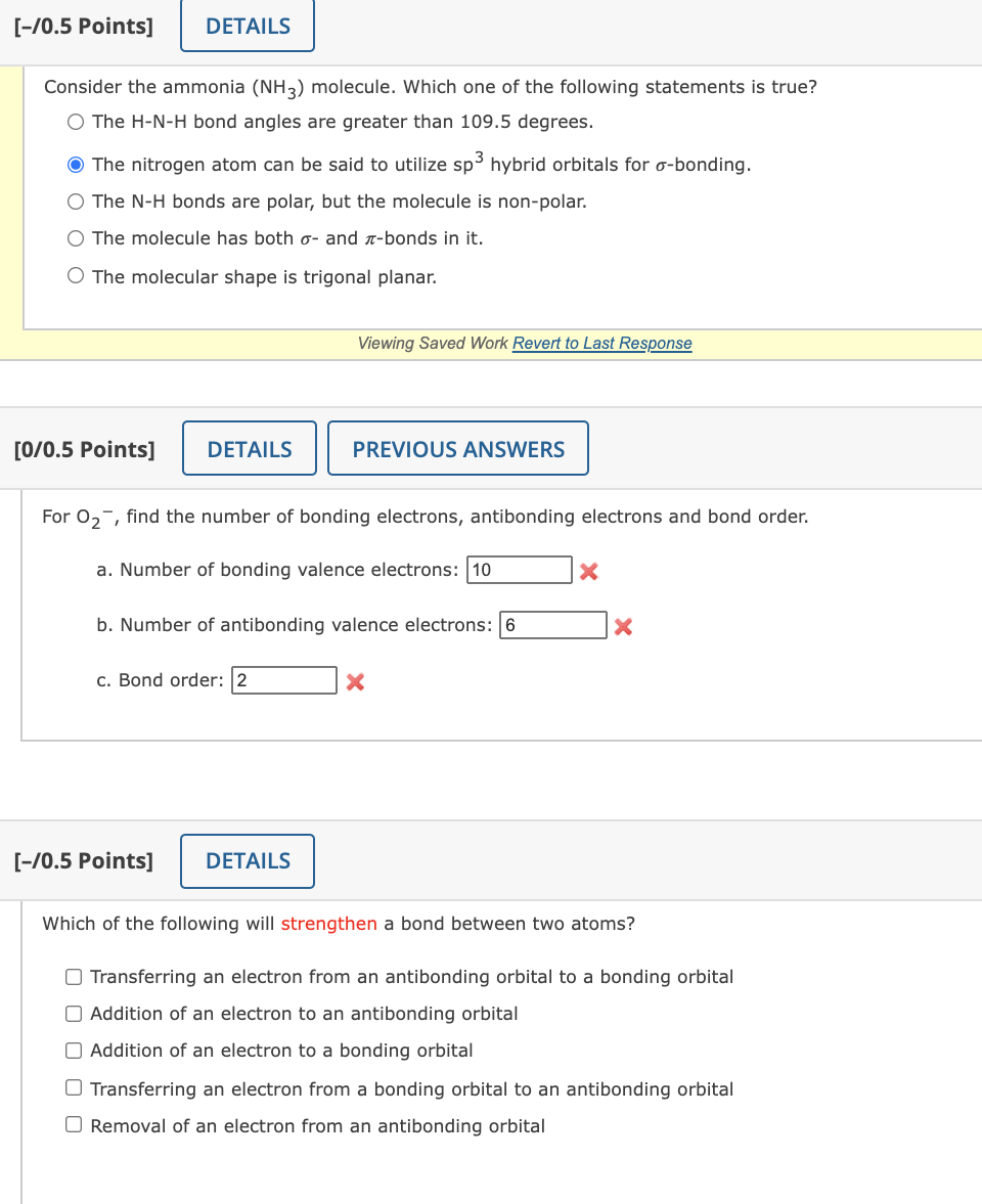 Solved [-70.5 Points] DETAILS Consider the ammonia (NH3) | Chegg.com