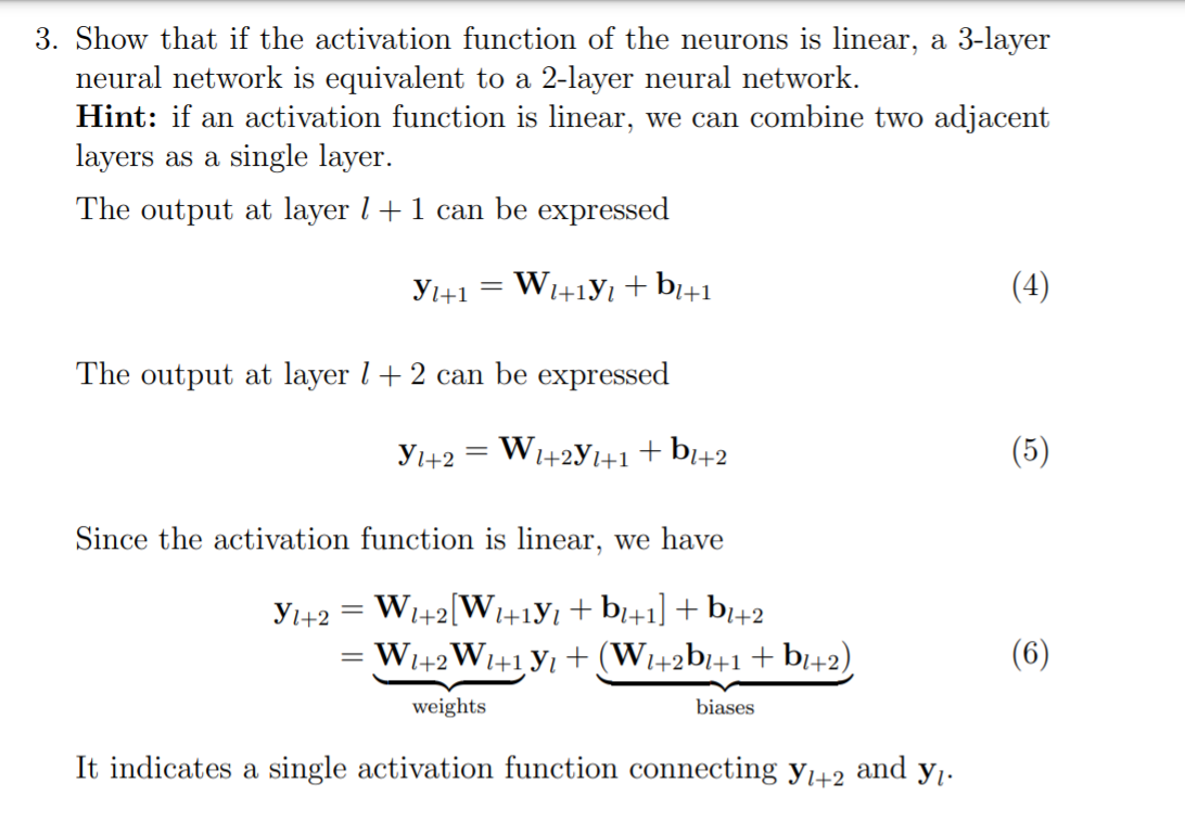 3. Show that if the activation function of the | Chegg.com