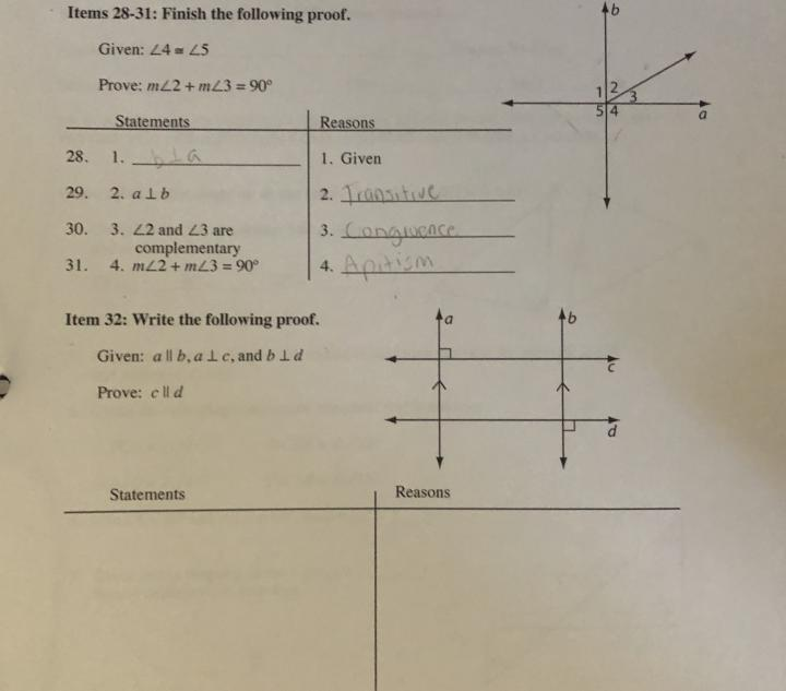 Solved Items 28-31: Finish the following proof. Given: 24 - | Chegg.com