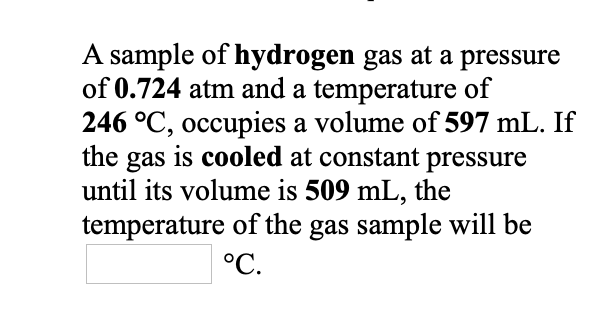 Solved A sample of hydrogen gas at a pressure of 1.03 atm | Chegg.com