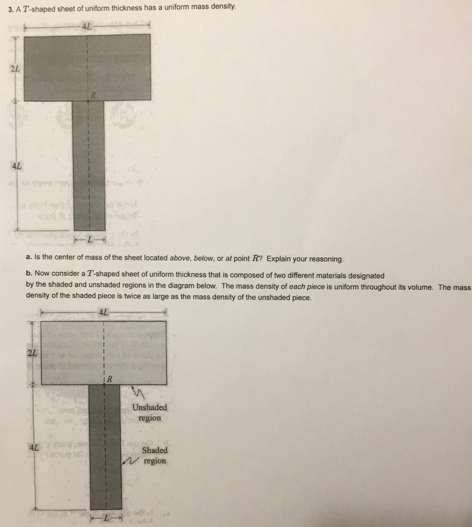 Solved 3. A T-shaped sheet of uniform thickness has a | Chegg.com