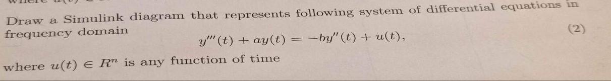 Solved Draw a Simulink diagram that represents following | Chegg.com