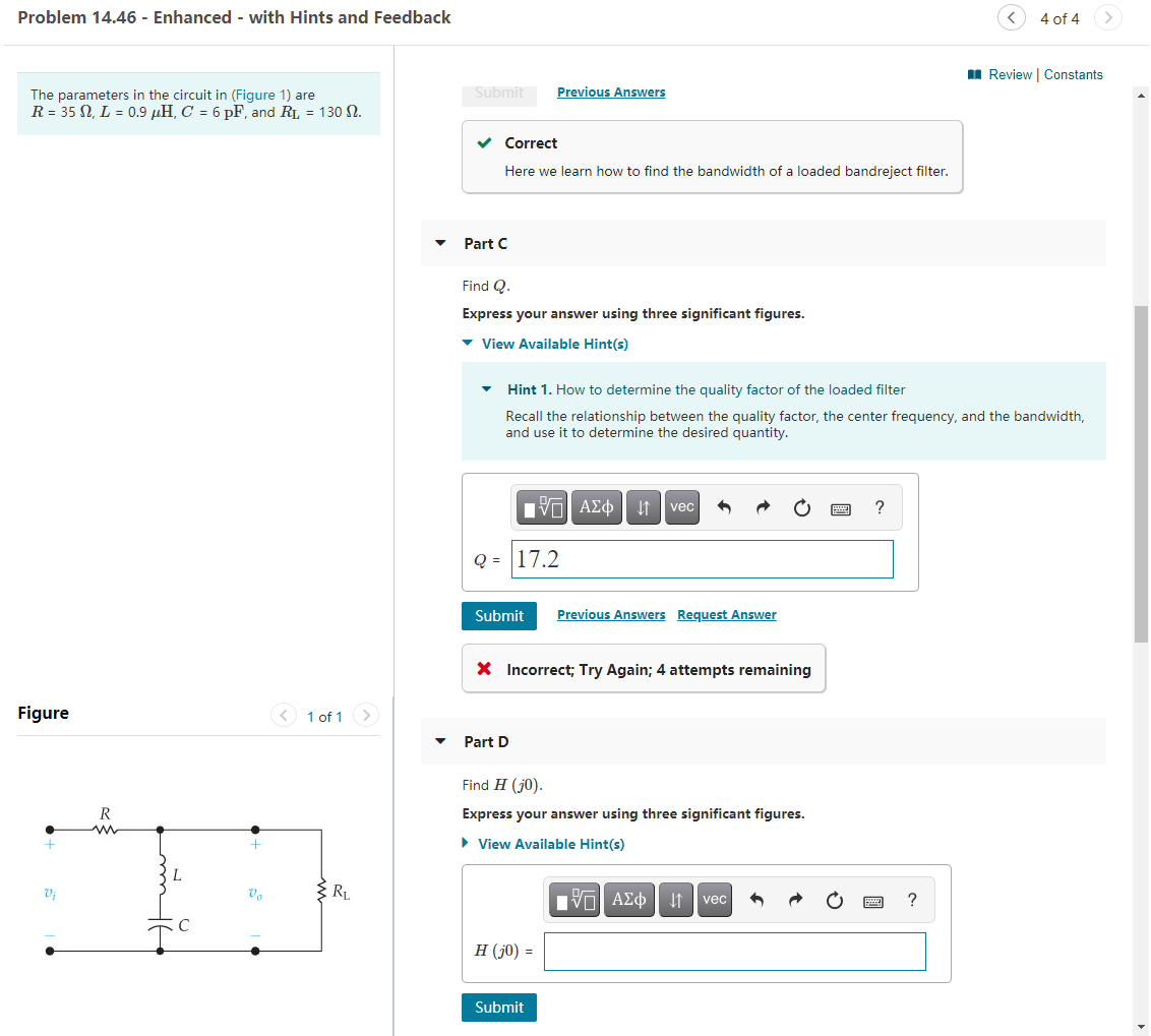 Solved Problem 14.46 - Enhanced - with Hints and Feedback 4 | Chegg.com