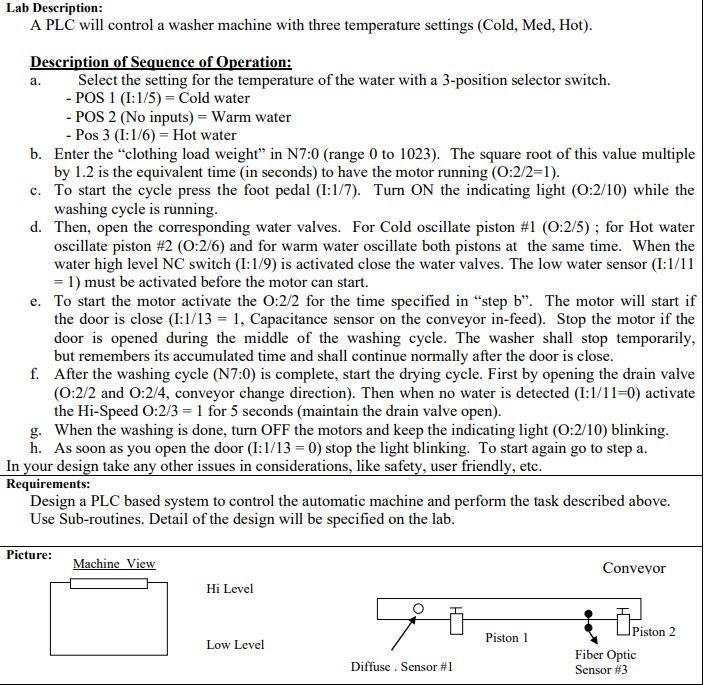 1. DESIGN A PLC BASED SYSTEM TO CONTROL THE | Chegg.com