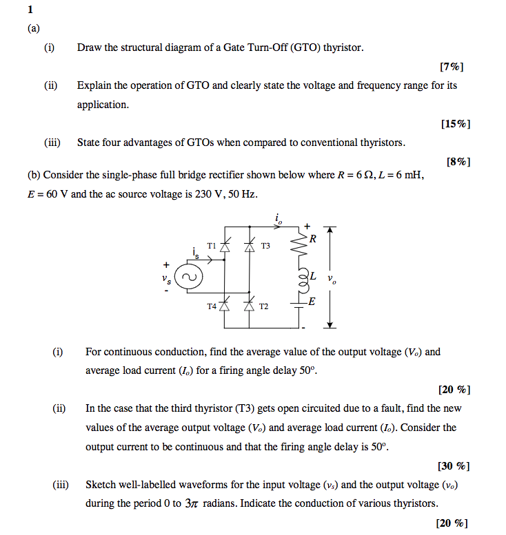 Solved (i) Draw the structural diagram of a Gate Turn-Off | Chegg.com