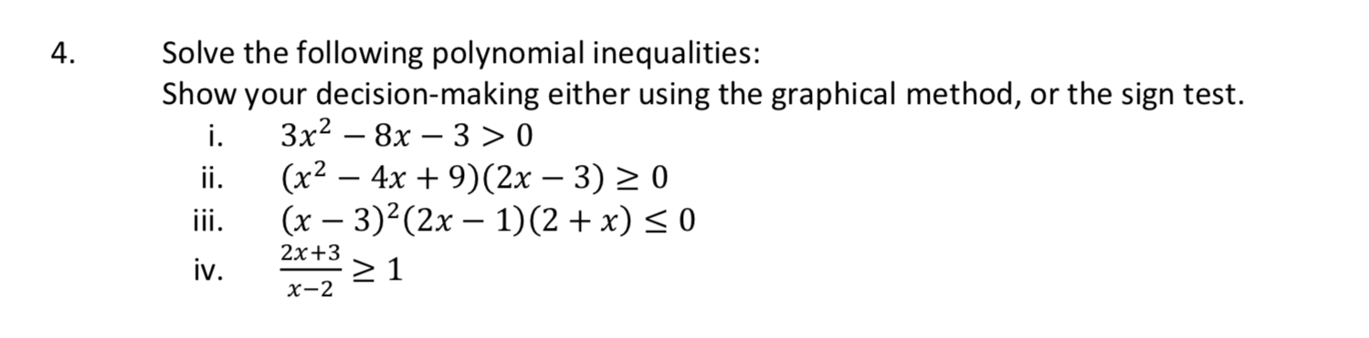 Solved Solve the following polynomial inequalities: Show | Chegg.com