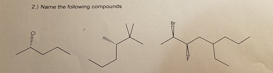 Solved 2.) Name the following compounds Cl | Chegg.com