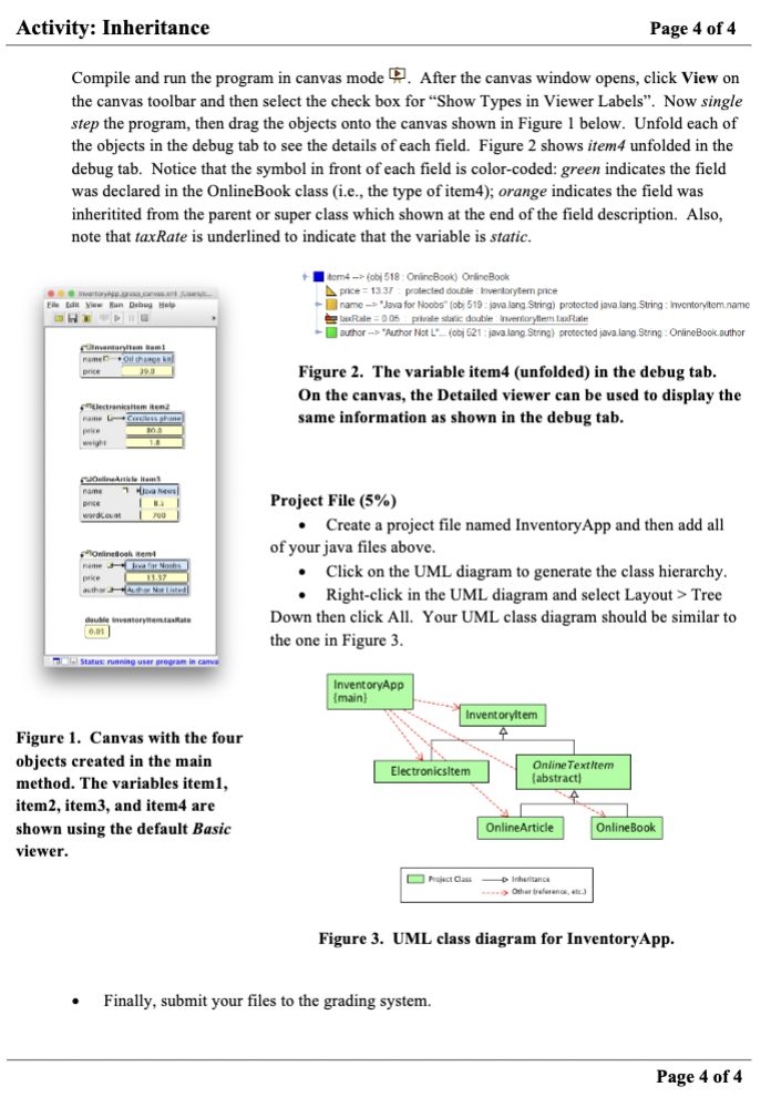 Solved Activity: Inheritance Page 1 of 4 Goals: By the end | Chegg.com