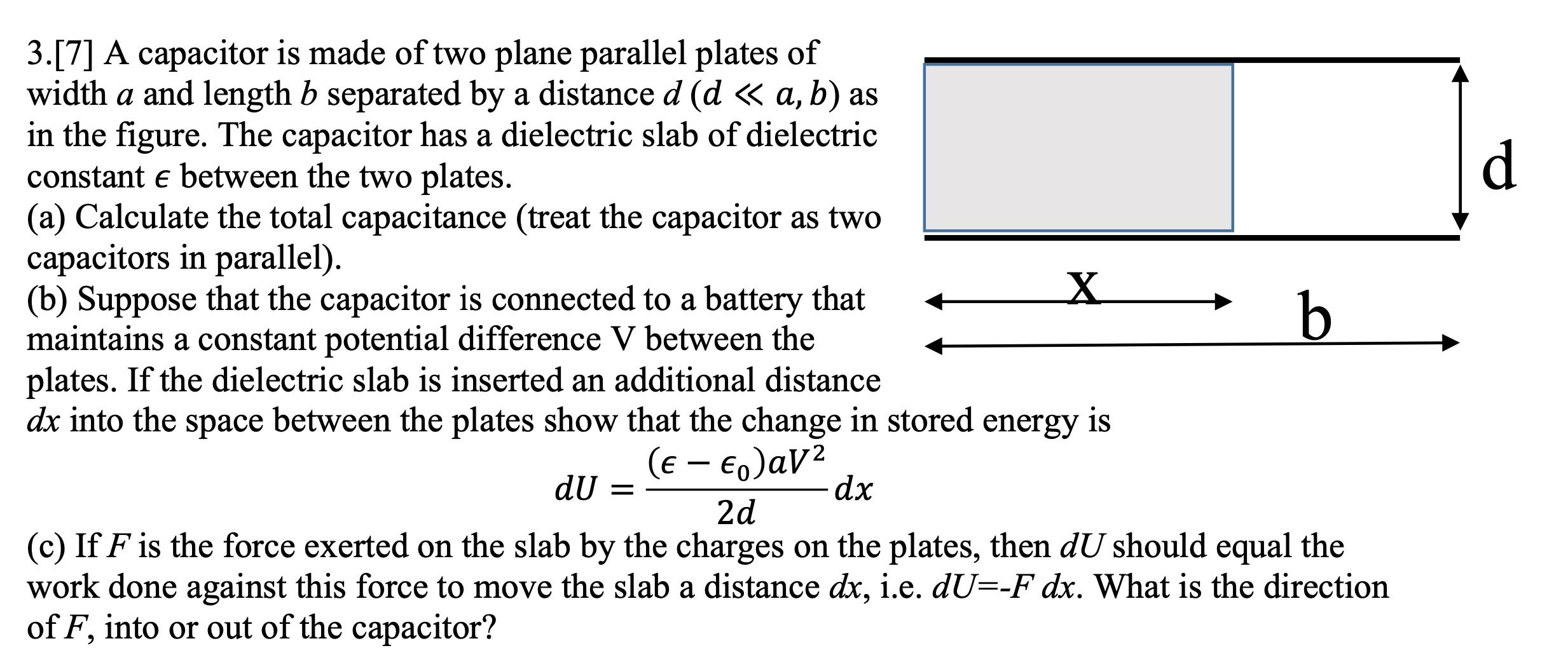 Solved 3.[7] A capacitor is made of two plane parallel | Chegg.com